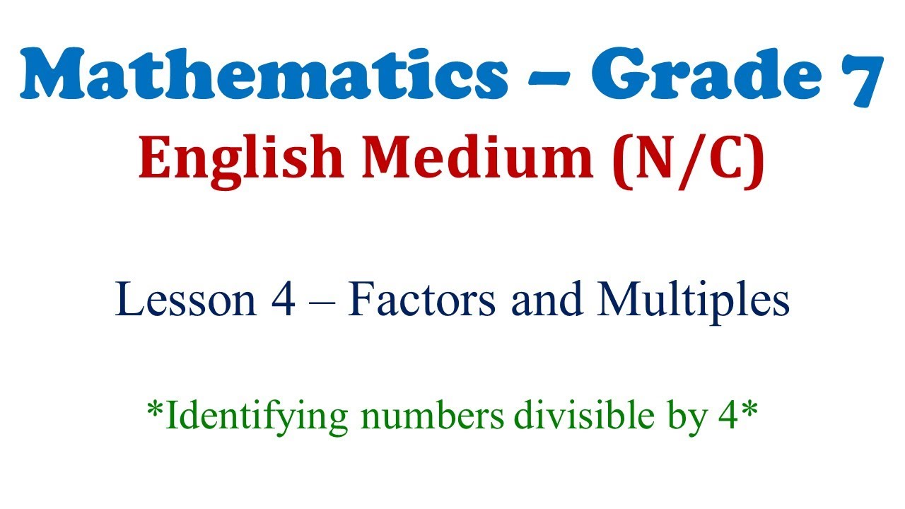 Grade 7 - Mathematics - English Medium - Factors and multiples part 1 ...