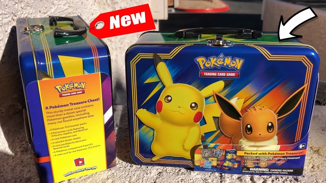 OPENING THE *NEW* POKEMON CARD TREASURE CHEST TIN OF PIKACHU AND EEVEE ...