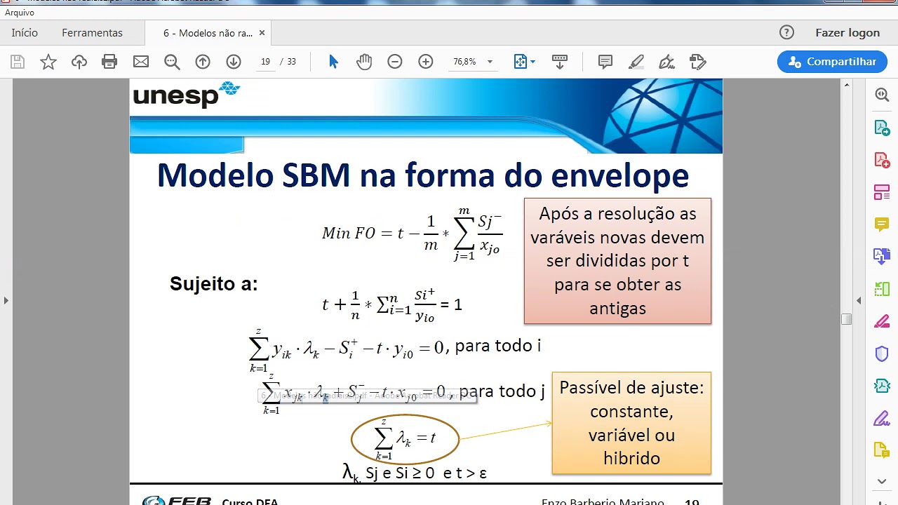 DEA solver - Aula 11 - Modelo SBM - YouTube