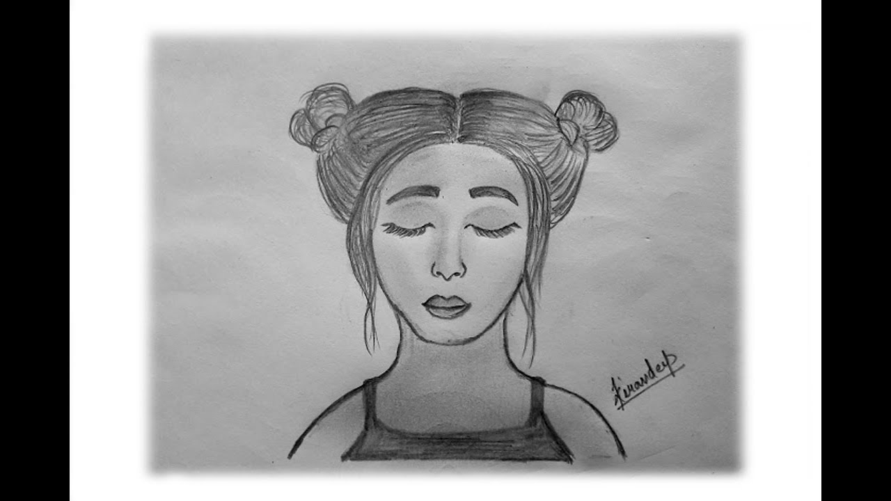 How to draw a girl with Double Buns hair | step by step - tutorial ...