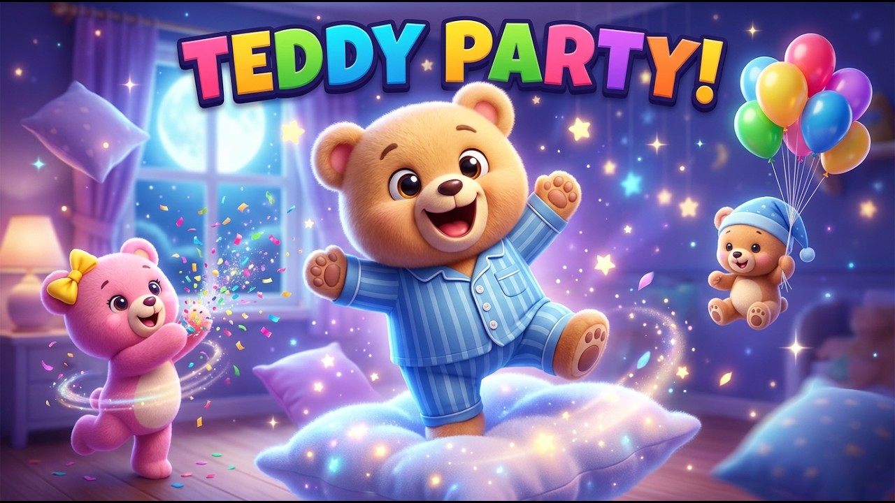 🧸 Teddy Bear Sleepover Party! | Bedtime Dance Song for Kids 🌙 | Cute ...