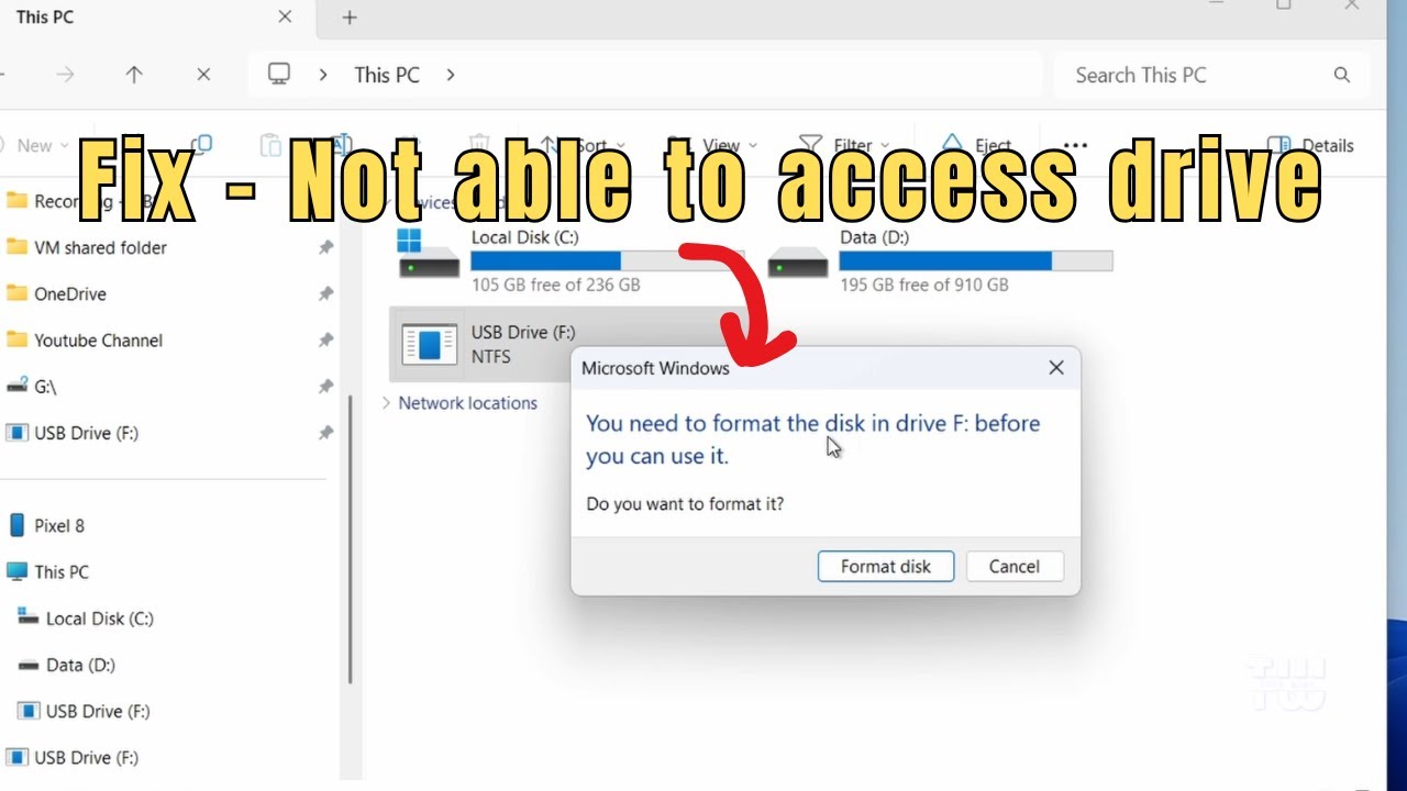 Fix "You Need to Format the Disk" Error | Recover USB Drive Without Losing Data Using CMD - YouTube