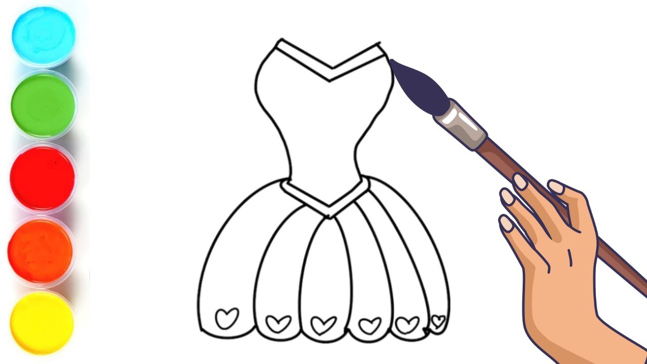 Cute Dress Drawing | Simple Drawing and Colouring | Easy Drawing Step ...