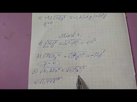 Qüvvətin kvadrat kökü 8 sinif riyaziyyat Namazov çalışmalar kitabı səh 69 misal 3