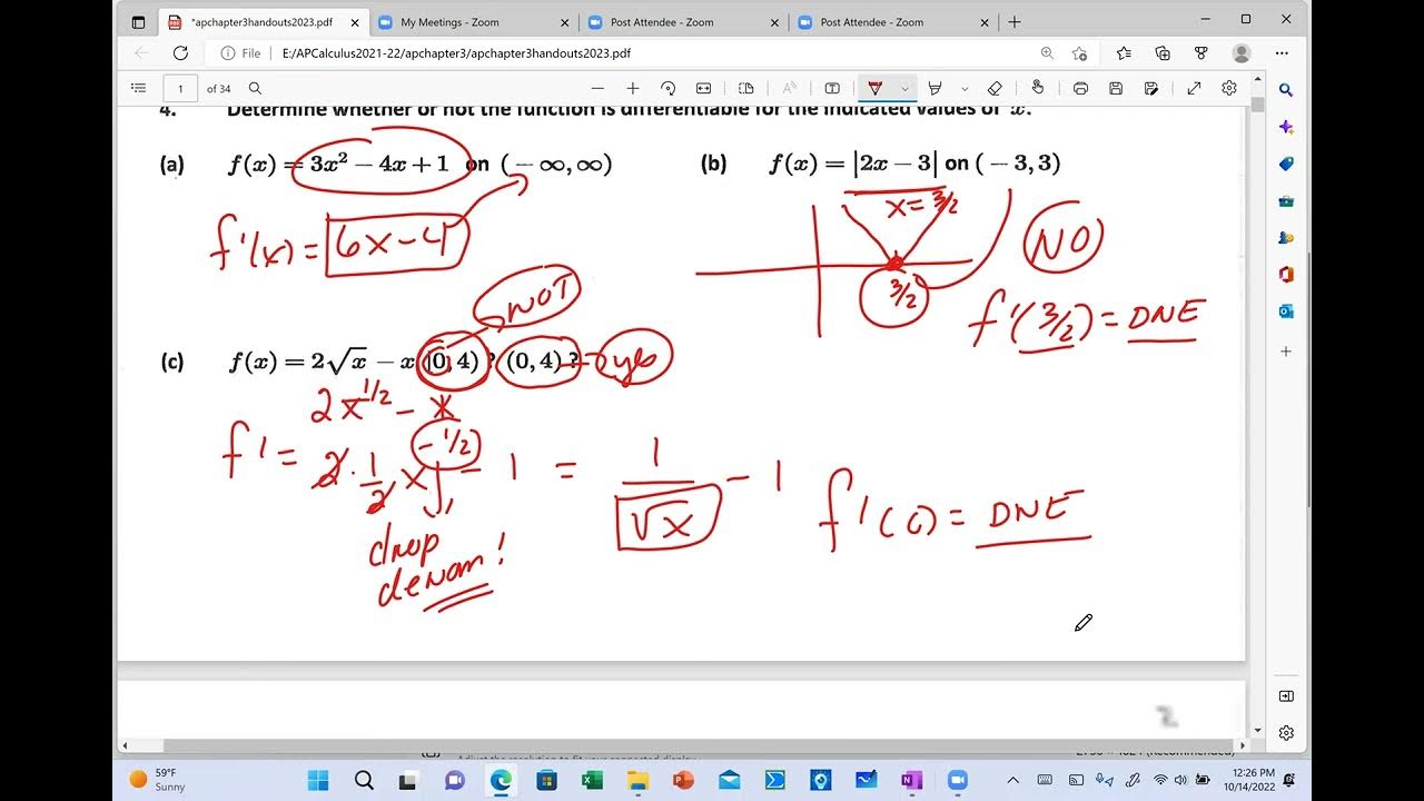 AP Calc Section 3 1 Differentiability - YouTube