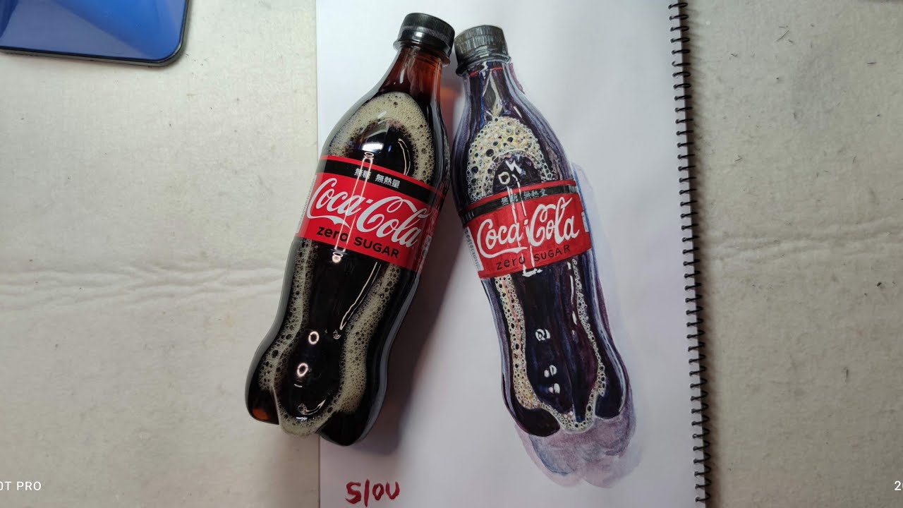 Drawing timelapse: a bottle of Coca Cola. How to draw Coca Cola ...