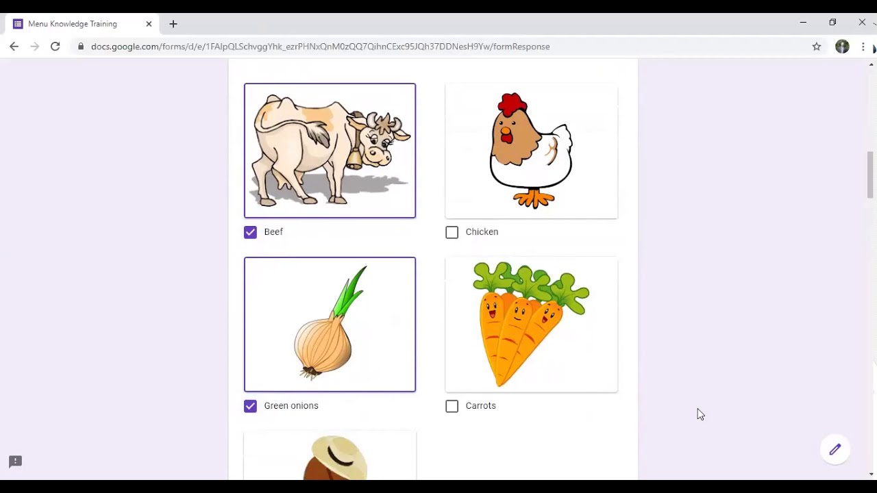 Menu knowledge training using google forms Gamification - YouTube