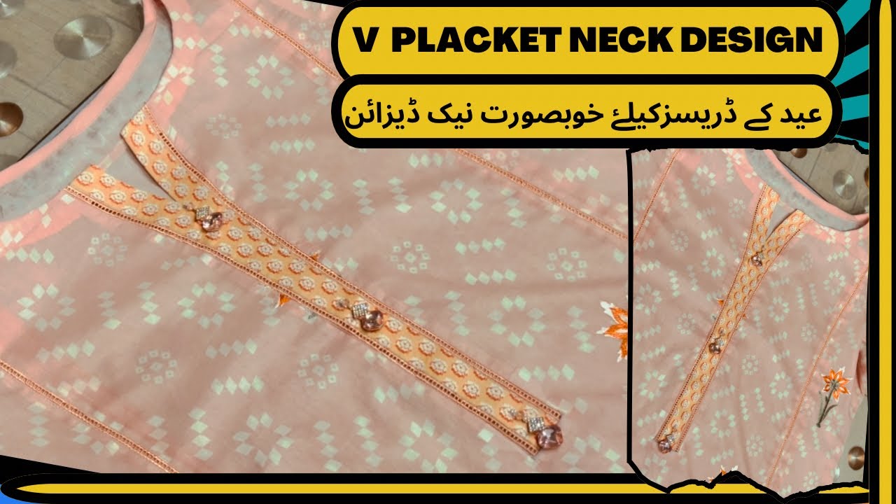 v placket neck design without collar🤩💫 | v placket neck design | New ...