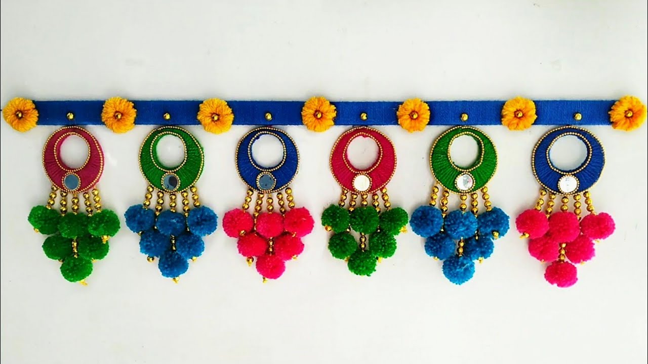 DIY Woolen Toran Out Of Waste Bangles and Wool/Home Decor Idea - YouTube