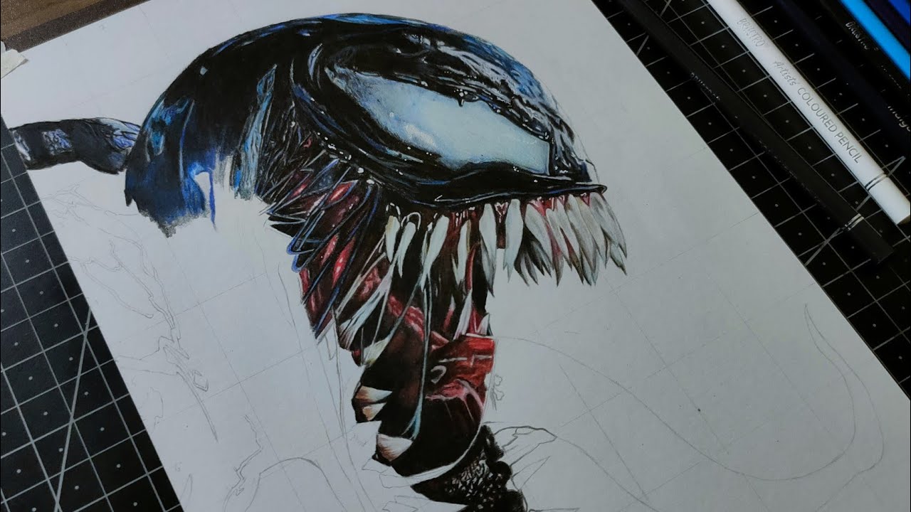 Venom colour drawing!! Hyper relastic drawing of venom part 1 # ...