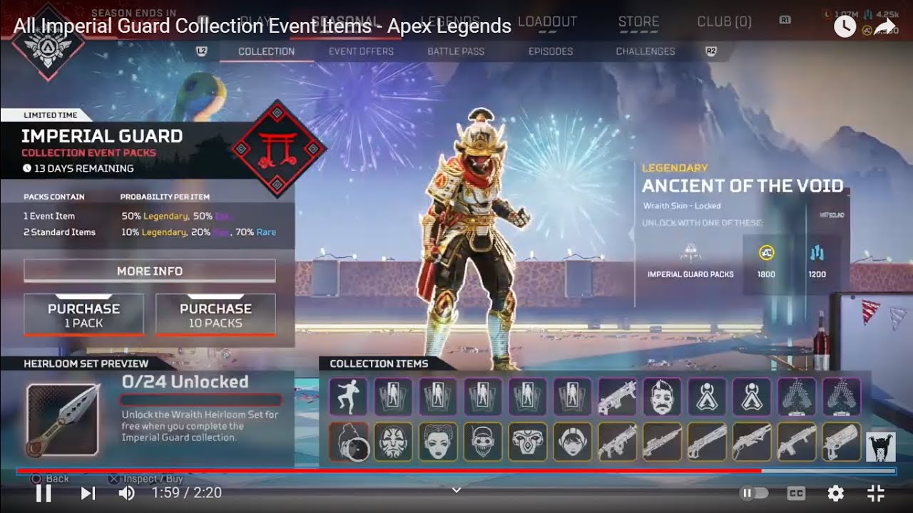 All Imperial Guard Collection Event Items - Apex Legends - YouTube