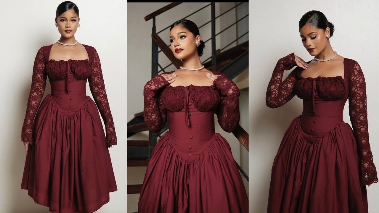 How to make a stylish milkmaid dress with a Queen Anne neckline and a ...