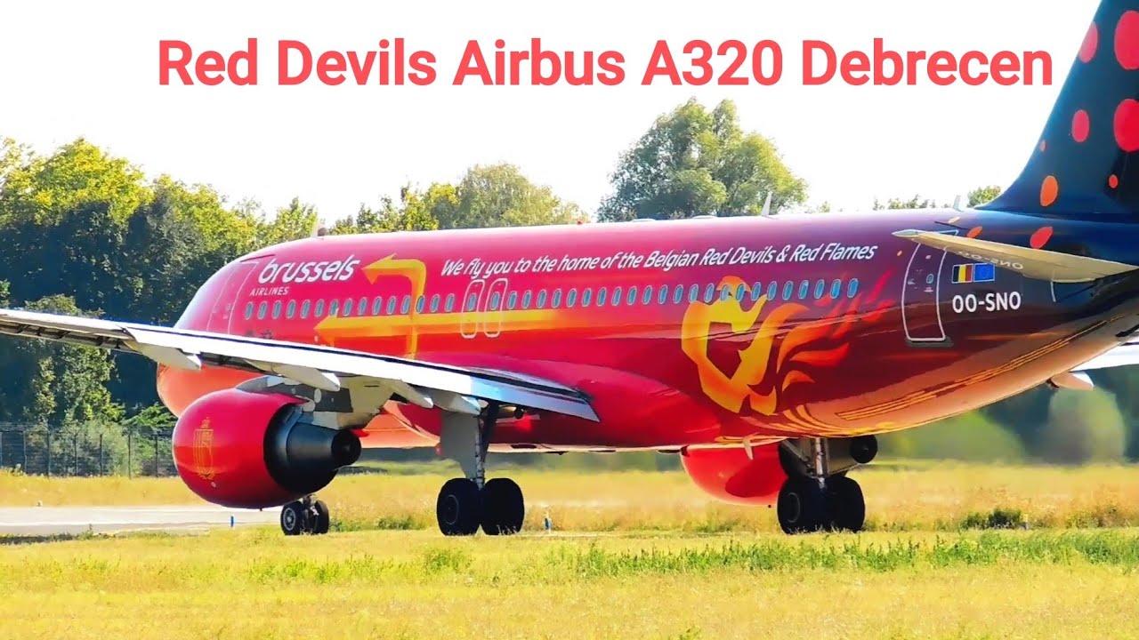 Airbus A320 Red Devils Trident - Debrecen airport Landing & TakeOff # ...