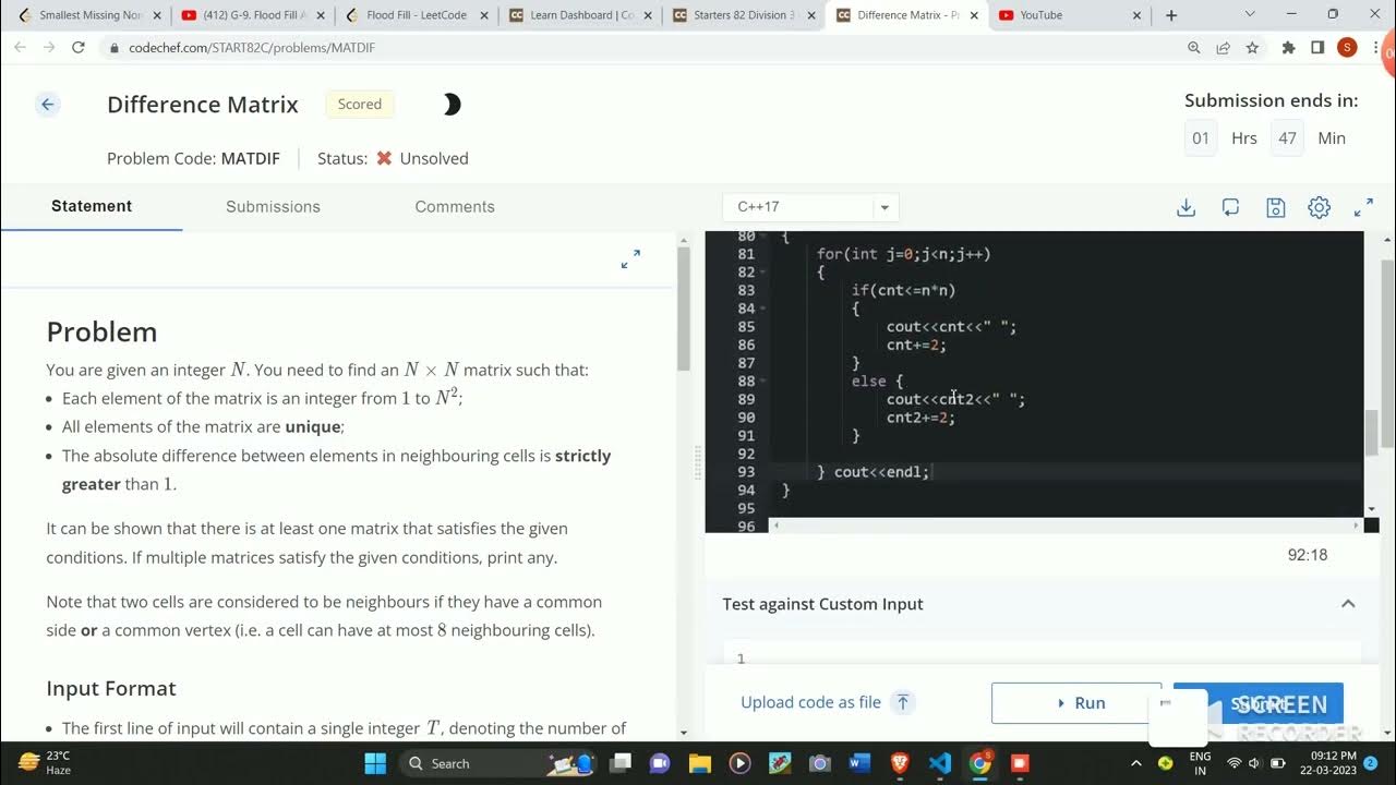 Difference Matrix codechef solution - YouTube