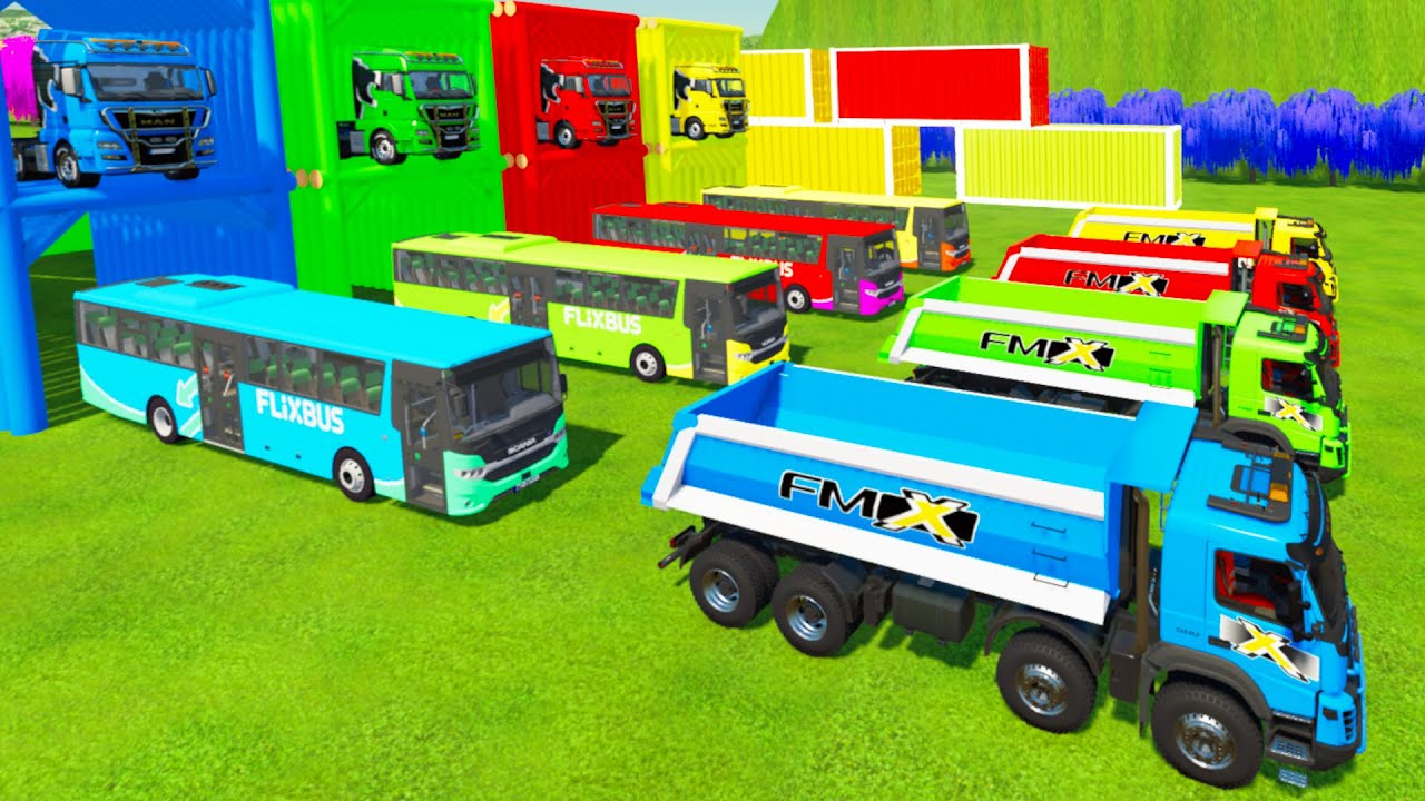 Garage With Colors! COLORFUL SCANIA FLIXBUS, VOLVO FMX TIPPER TRUCK ...