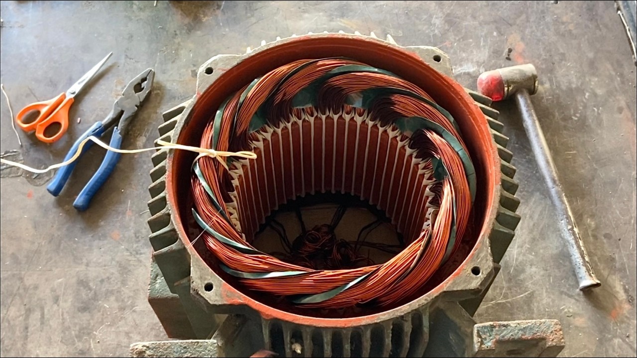 11 KW 15 HP 1440 RPM Motor Detailed Rewinding Process with Connection ...