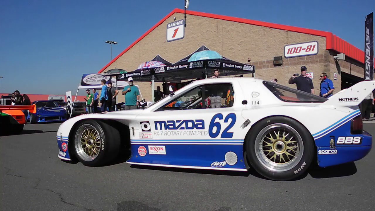 Mazda Heritage 4 Rotor Race Cars leaving garage - YouTube