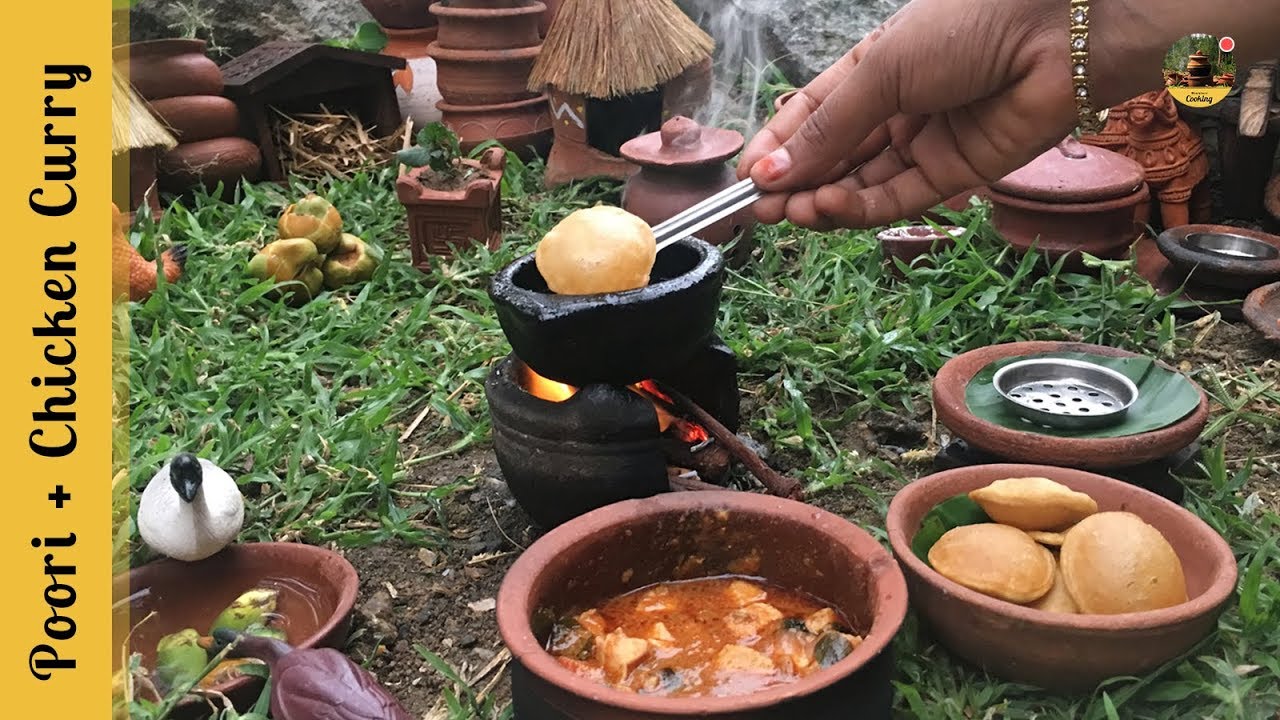 E#41 | Poori + Chicken Curry | Miniature Poori Recipe | Miniature ...