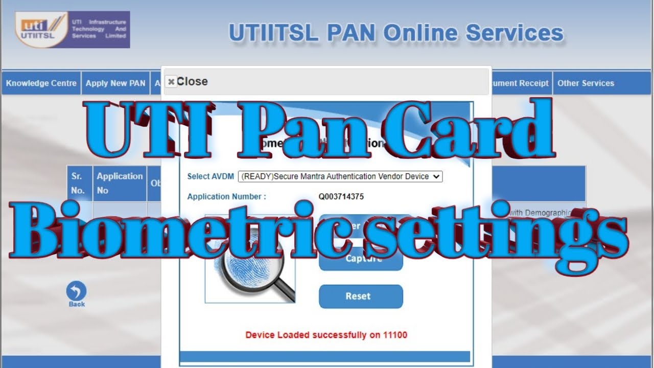How to setting UTI pan biometric authentication | CSC UTI Pan Mantra ...