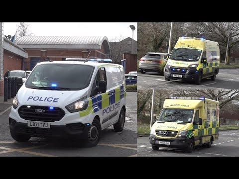 2 Ambulances & Police Van Meet at Same Junction / North West Ambulance ...