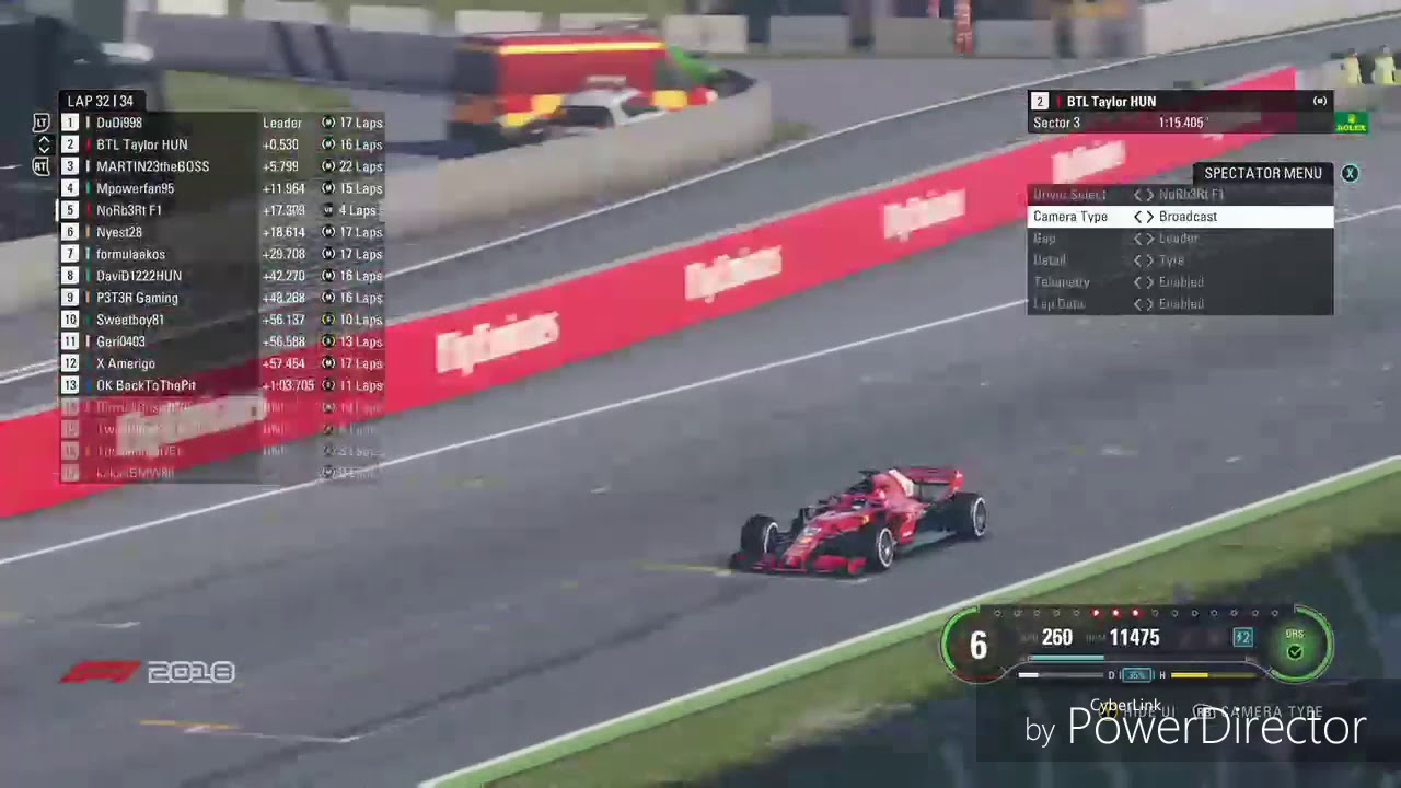 BTL F1 2018 E-Sport Semi-pro HUN League 11. Futam Hockenheim (DUDI VS ...