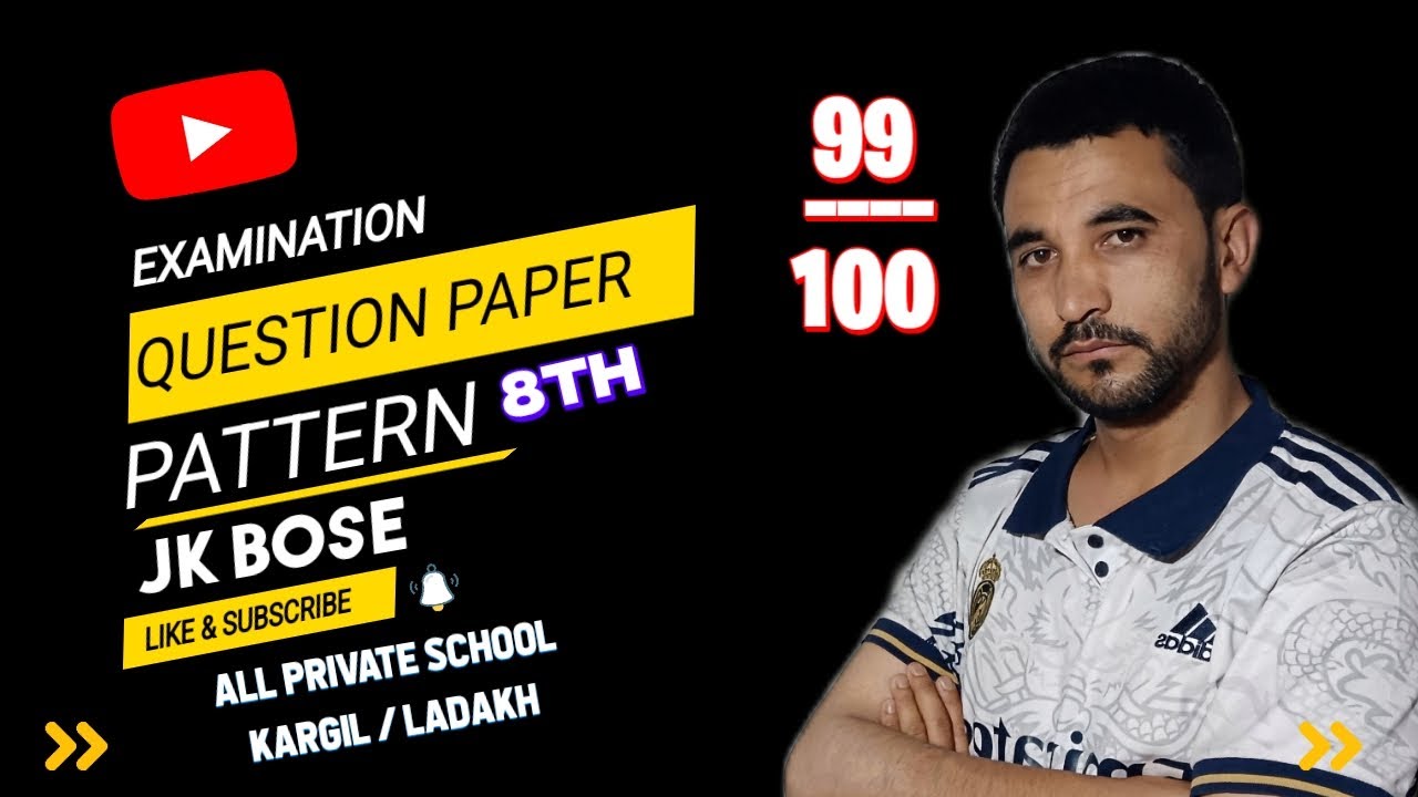 JKBOSE QUESTION PAPER PATTERN....CLASS 8th. #kargil #ladakh #jkbose # ...
