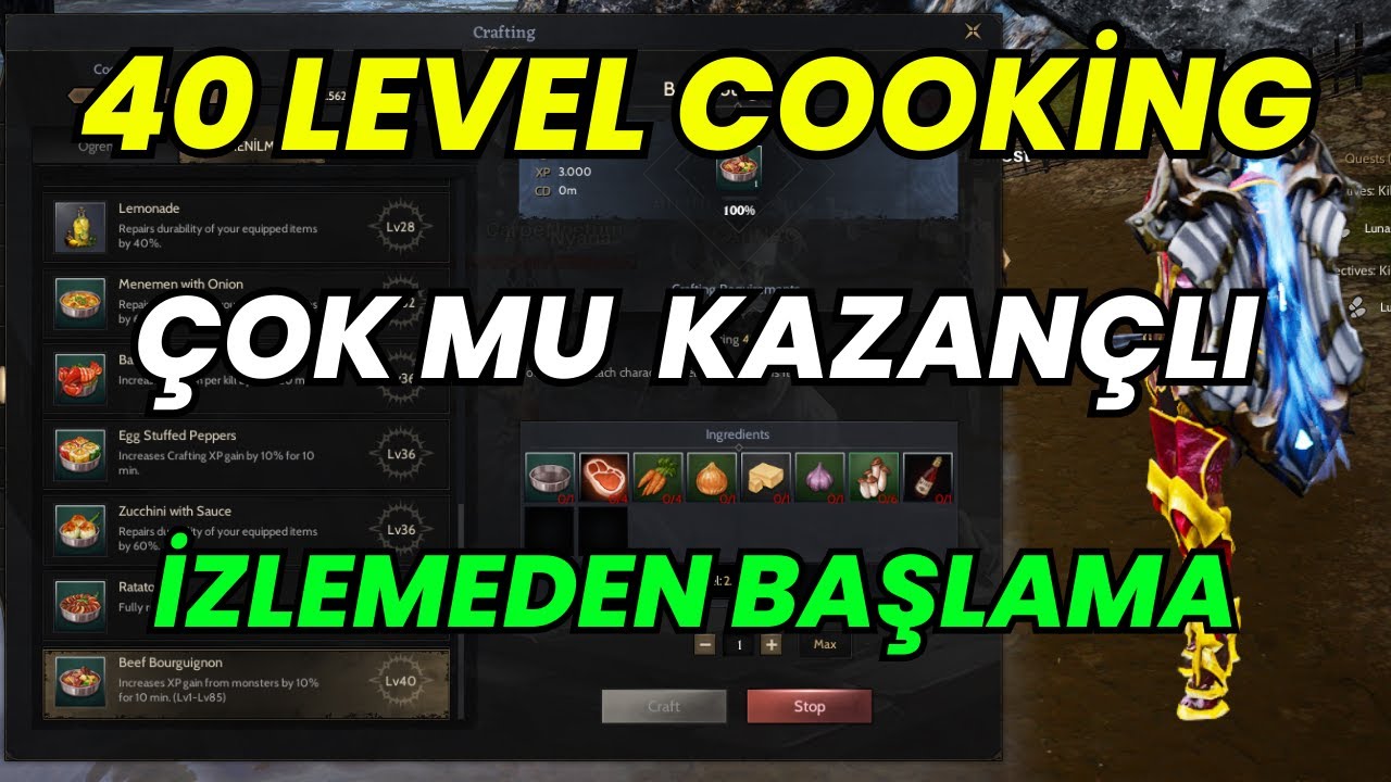 40 LEVEL COOKİNG REHBERİ NE KADAR KAZANÇLI RİSE ONLİNE - YouTube