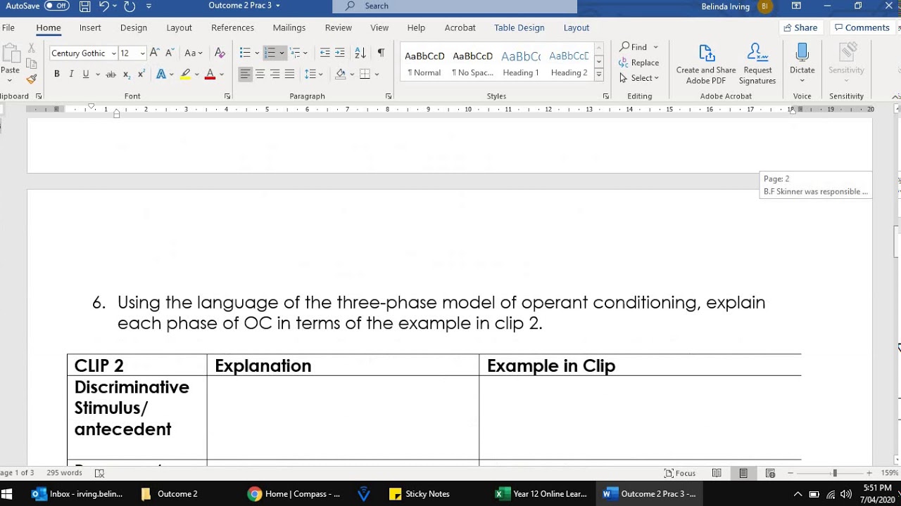 Year 12 FGSC Psychology Explanation of SAC Practical Activity 3 Operant ...