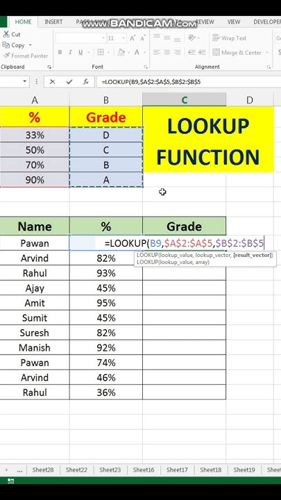 Finding Percentage Grade - Easy way #shorts #excel #lookup #tutorial #excelcourse - YouTube