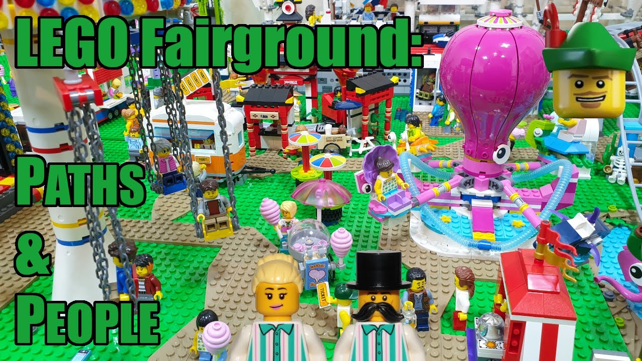 LEGO Fully Motorised Fairground - Paths & People MOC 🎢🎡🎠🏹 - YouTube