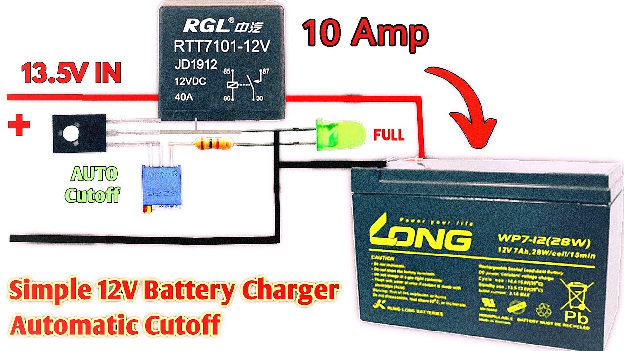 Simple 12V battery charger Automatic Cutoff | 12V 10A battery charger ...