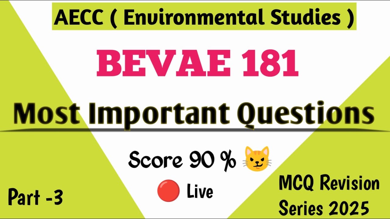 #3 BEVAE 181 | Environmental Studies | BEVAE 181 Important Qustions ...