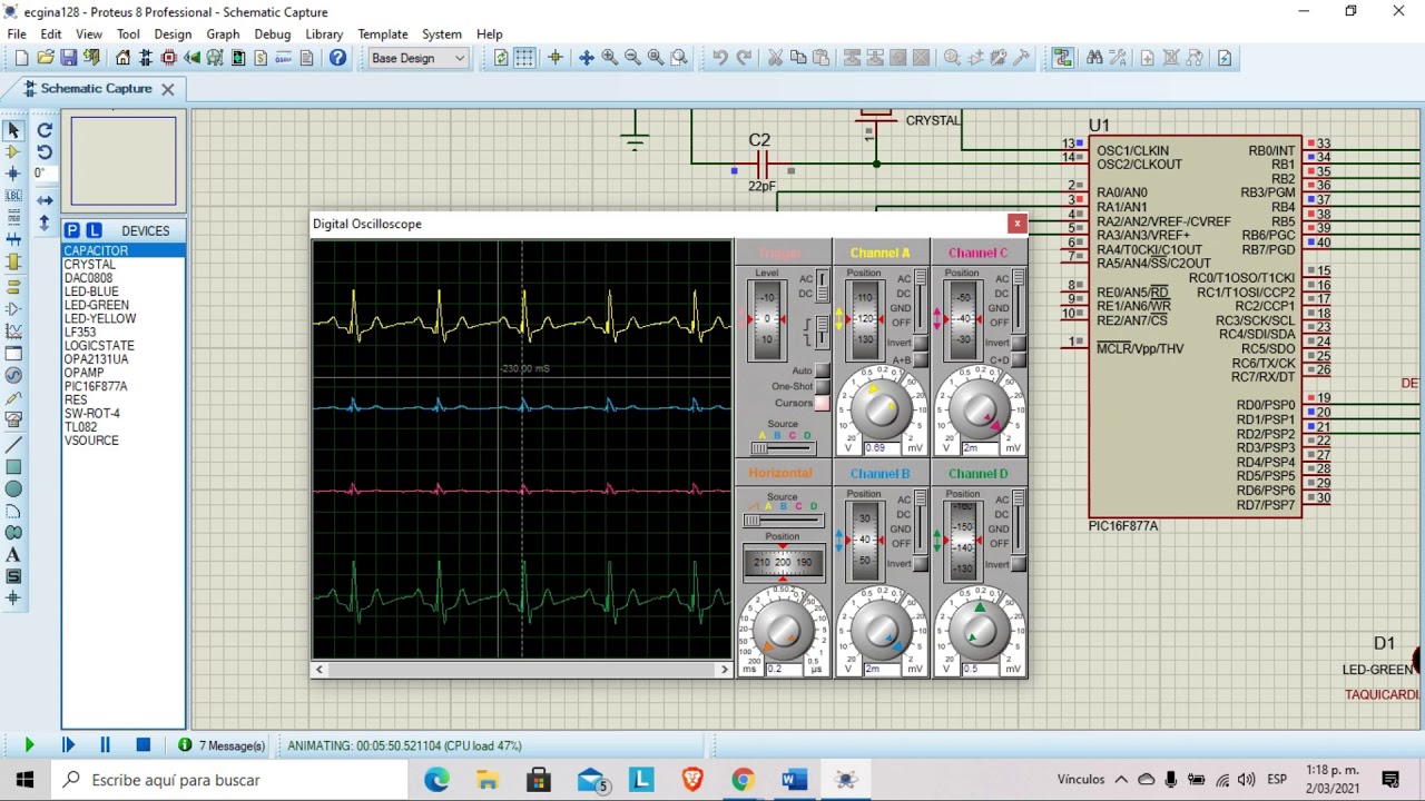 Simulación en proteus esquema de un ECG - YouTube
