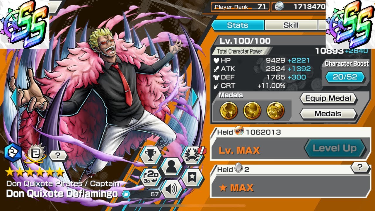 lvl 100 Boost 2 Blue Attacker Doflamingo Gameplay In OPBR SS League ...