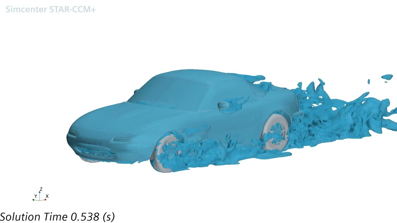 CFD: MX5 Full Car Wheel Sliding Mesh DES - Isosurface of Normalised ...