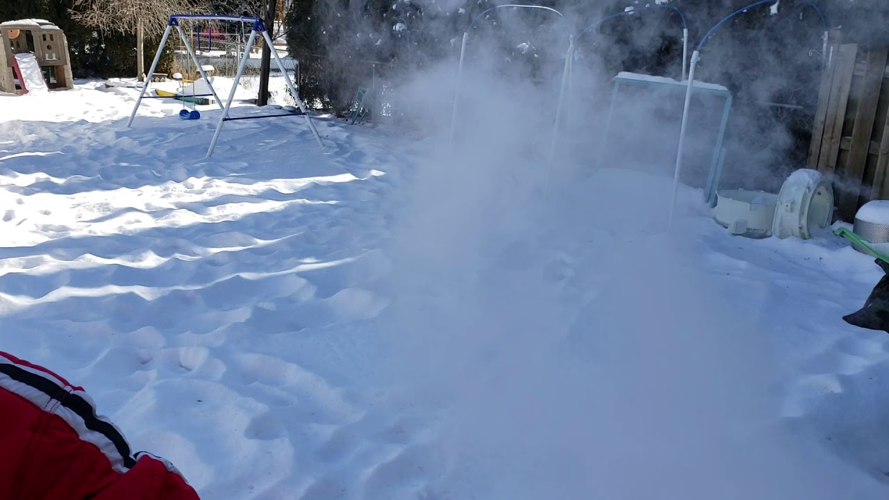 Hot water into snow - YouTube
