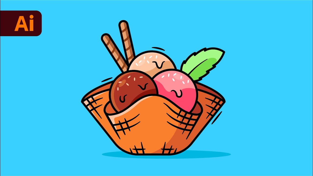 Adobe Illustrator Tutorial: Create Vector Ice Cream from Sketch (HD ...