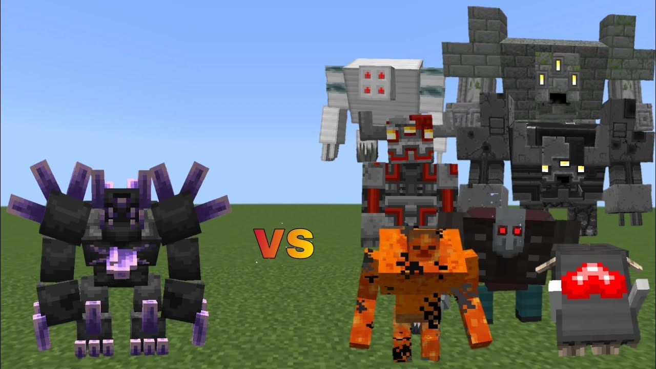 Amethyst Colossus vs Crimson steves more mobs and bosses | Minecraft ...