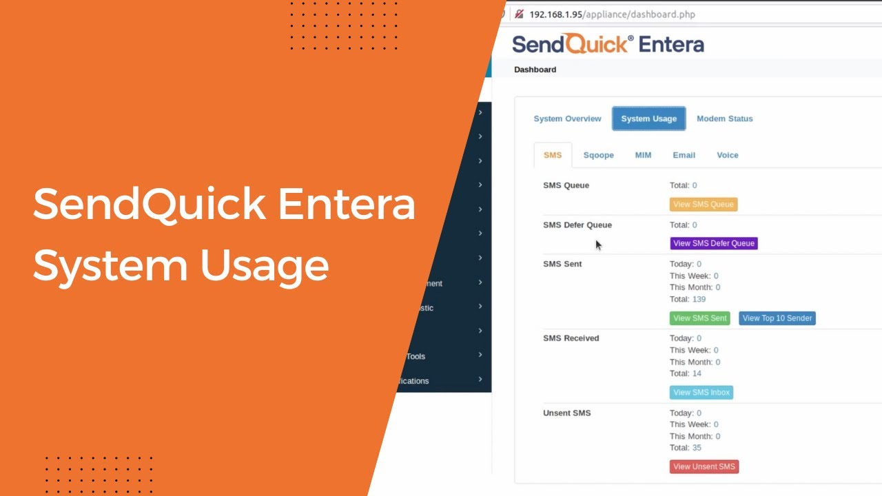 SendQuick Entera System Usage - YouTube