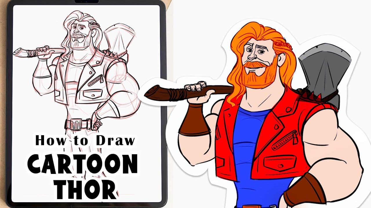 I Pad Drawing | Draw Cartoon Thor | CARTOONING - YouTube