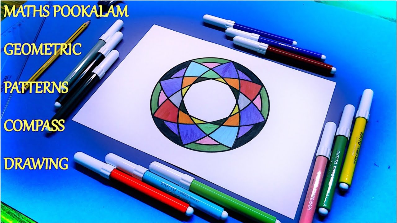 MATHS POOKALAM MALAYALAM GEOMETRIC PATTERNS COMPASS DRAWING - YouTube