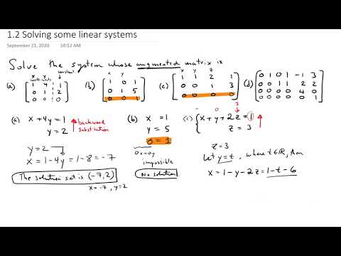 1.2 Solving linear systems in row echelon form - YouTube