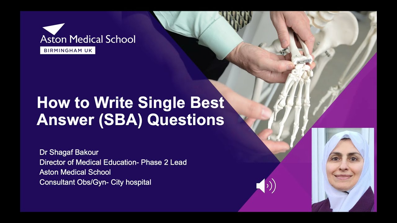How to Write Single Best Answer SBA MCQ Questions - Dr Shagaf Bakour ...