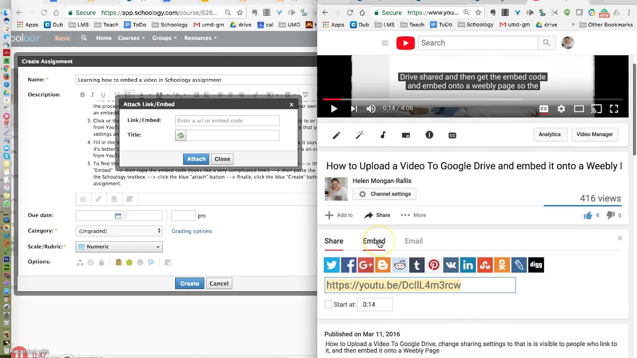 How to Embed a Video Into a Schoology Assignment - YouTube