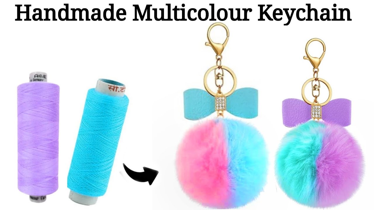 How to make Keychain with Sewing Thread/Homemade Keychain/DIY Gift ...