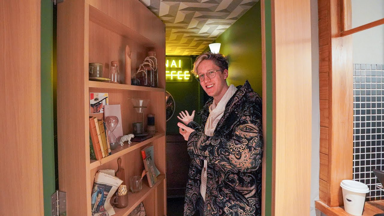 This Cafe has a Hidden Bar Behind its Bookshelf - YouTube