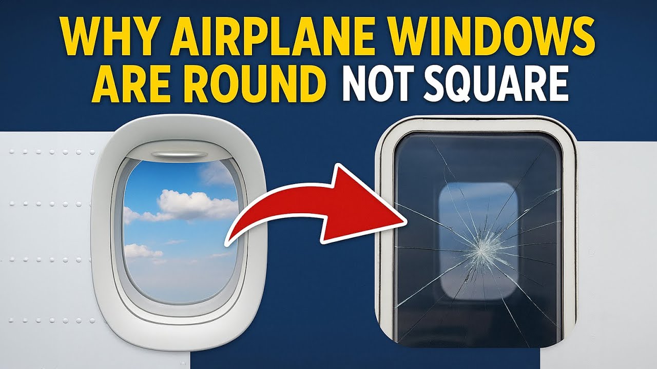 Why Airplane Windows Are Round Not Square - YouTube