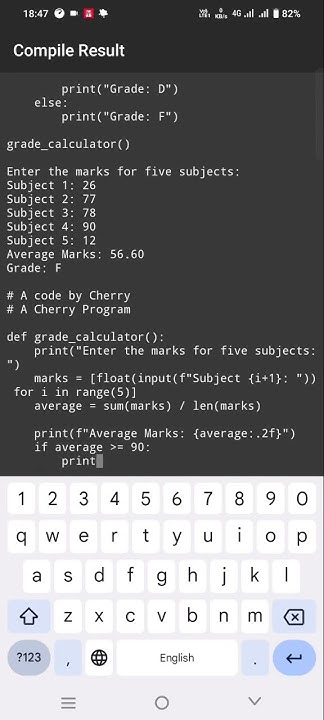 Student grade calculator in python find out weither you are fail or not ...
