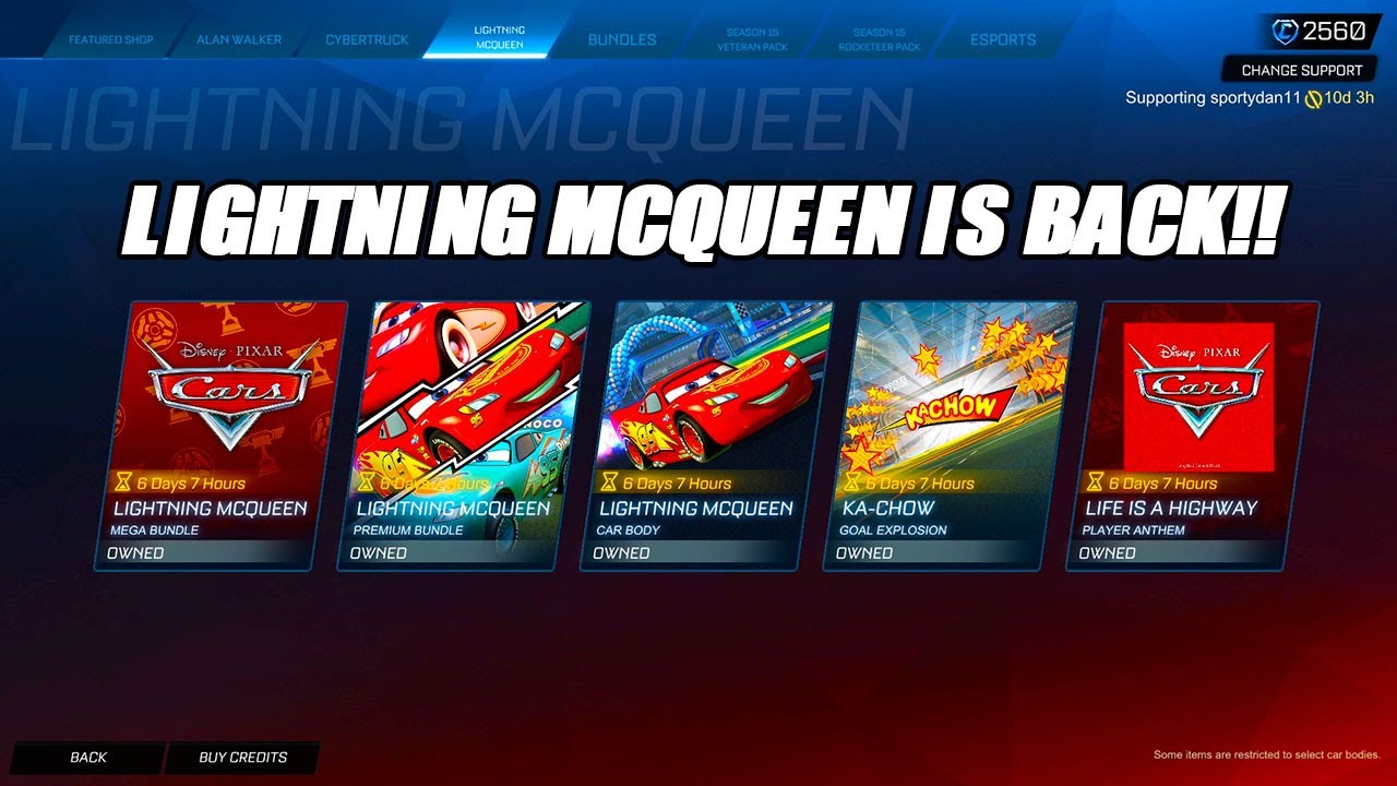 Lightning McQueen Bundle Is Back In The Item Shop! - Rocket League Item ...