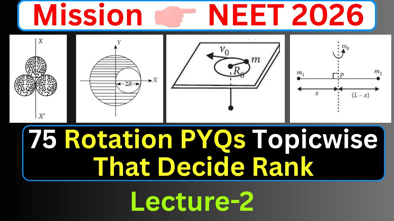 75 Must-Do Rotational Motion NEET PYQ's | Lect-2 | Torque & Angular ...